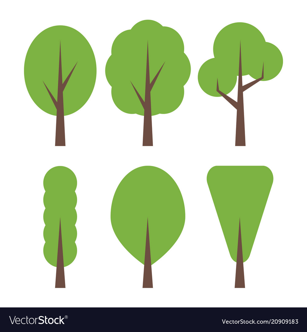 62753365 Trees Set In Flat Design Royalty Free Vector