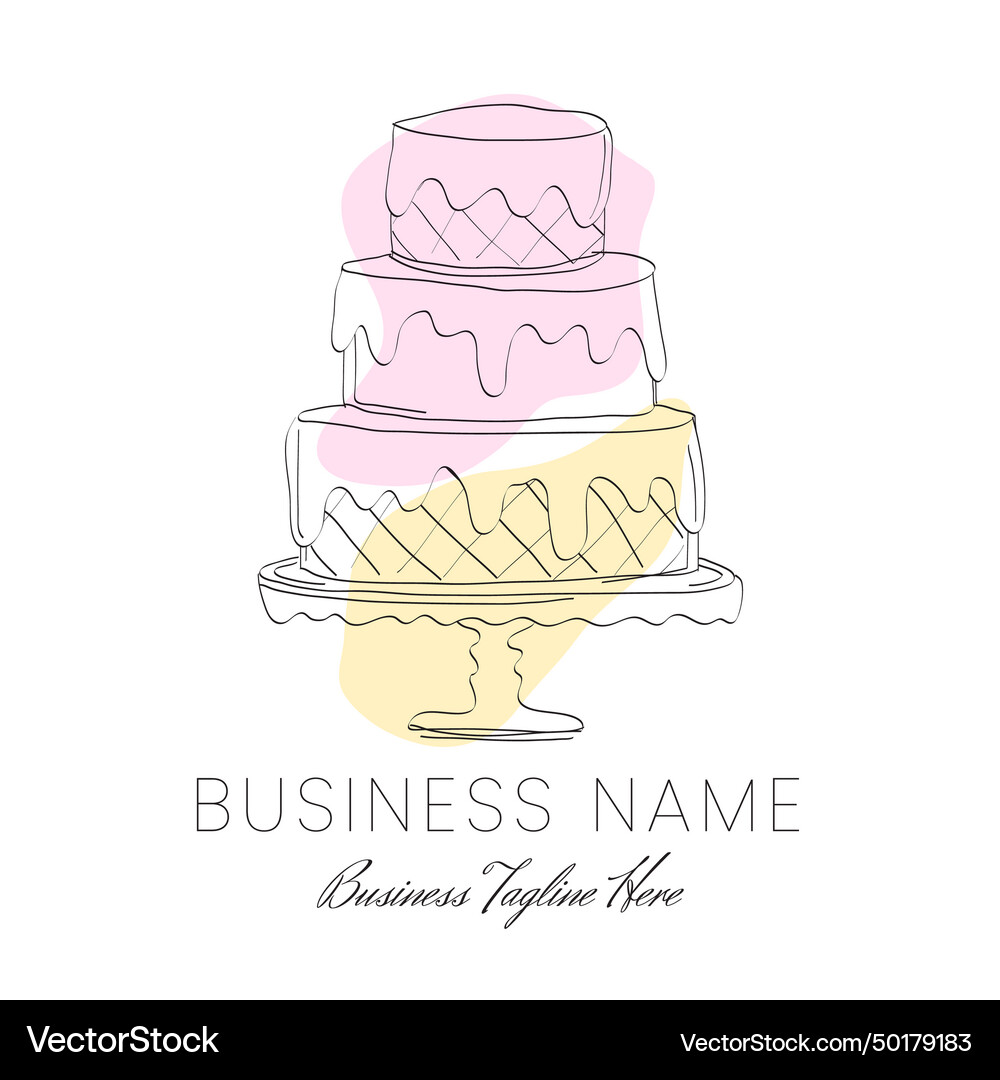 Abstract cake logo design in yellow and orange Vector Image