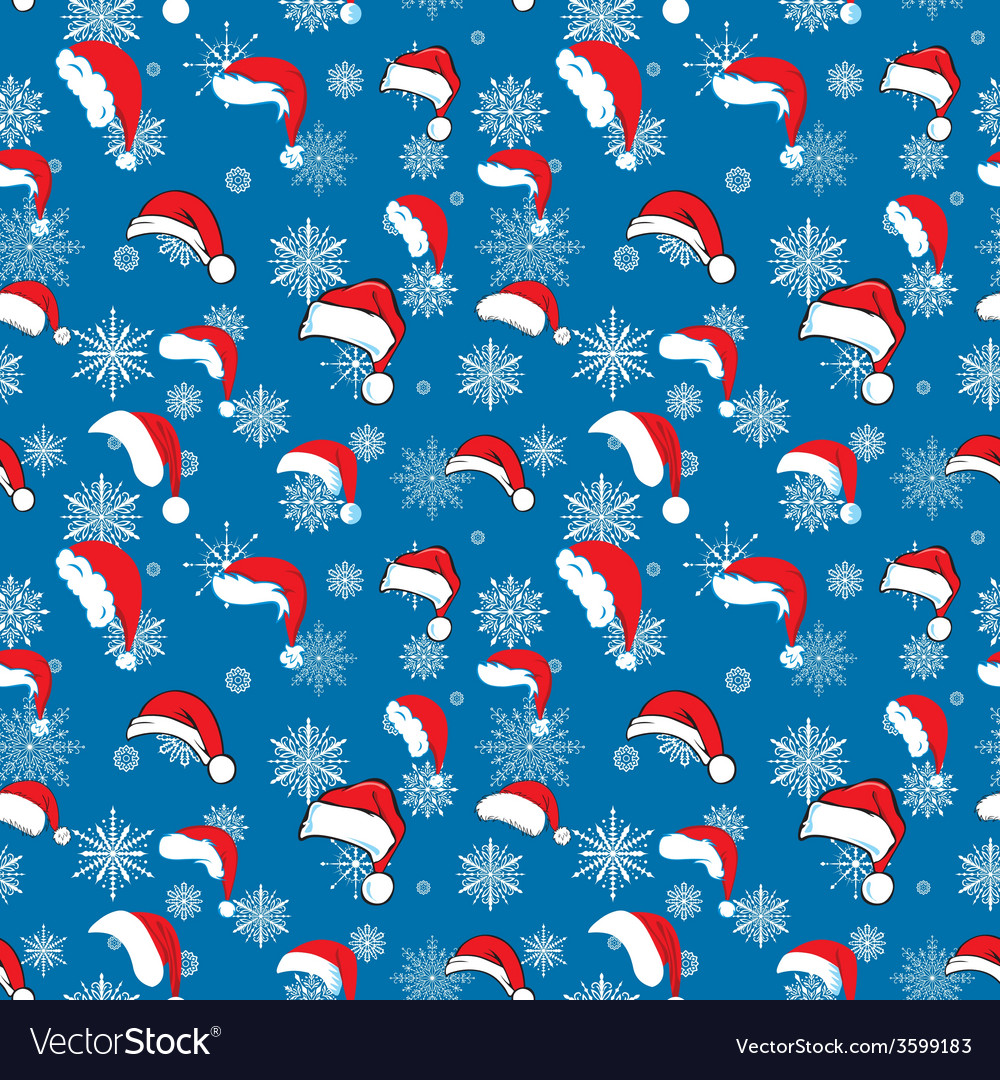 Blue santa hat pattern Royalty Free Vector Image