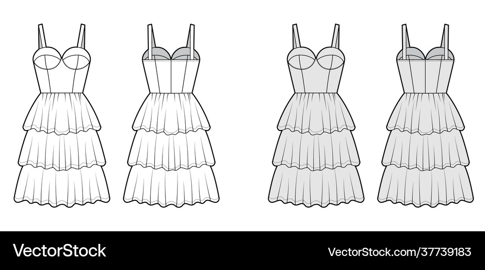 Bustier dress technical fashion with Royalty Free Vector