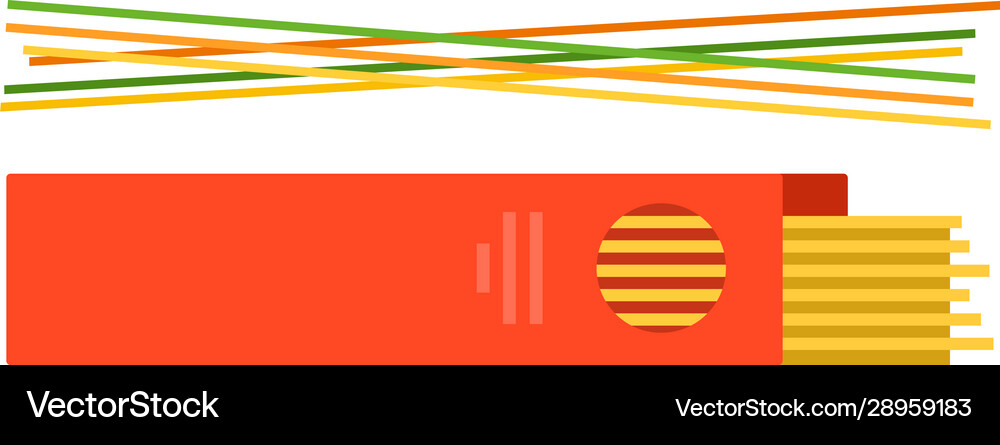 Colored spaghetti with spaghetti in a box flat Vector Image