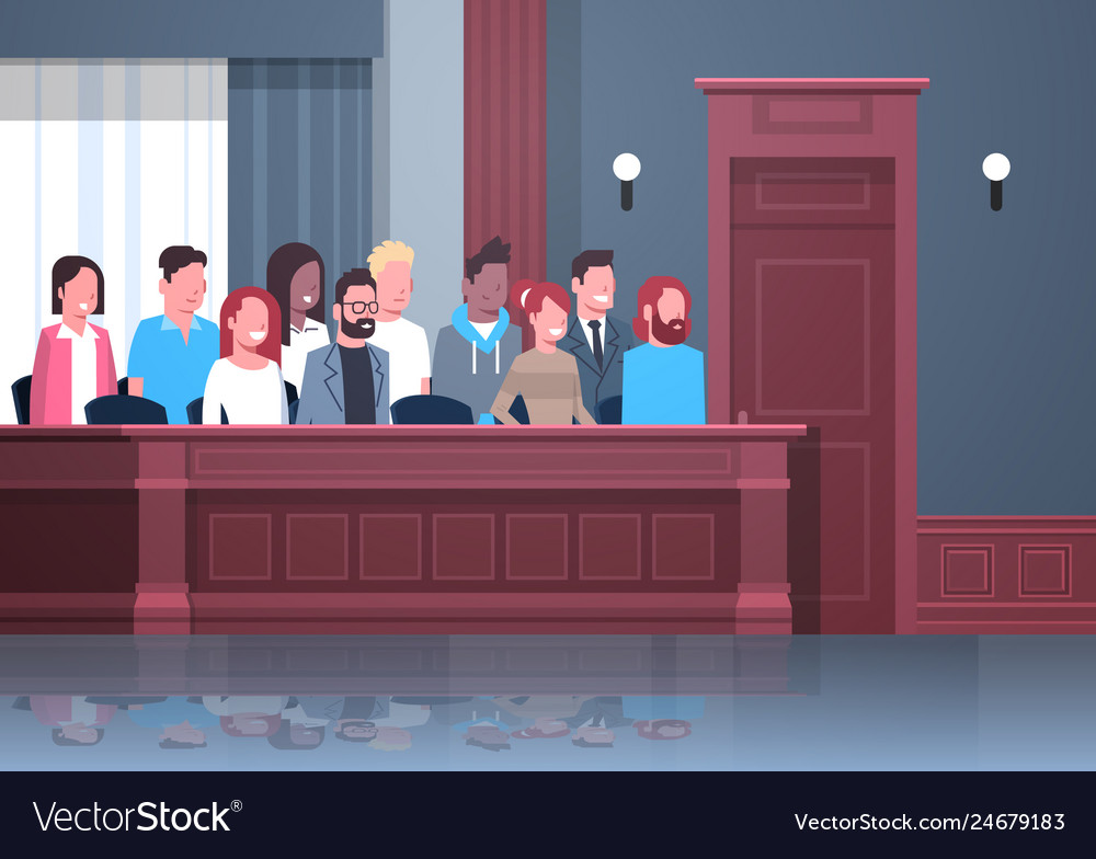 Diverse Jury in Courtroom Royalty Free Vector Image
