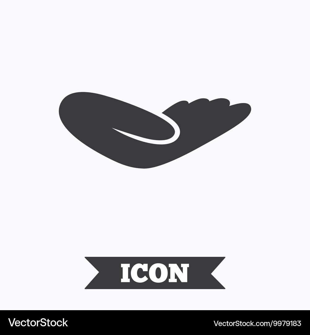Donation hand sign icon charity or endowment Vector Image