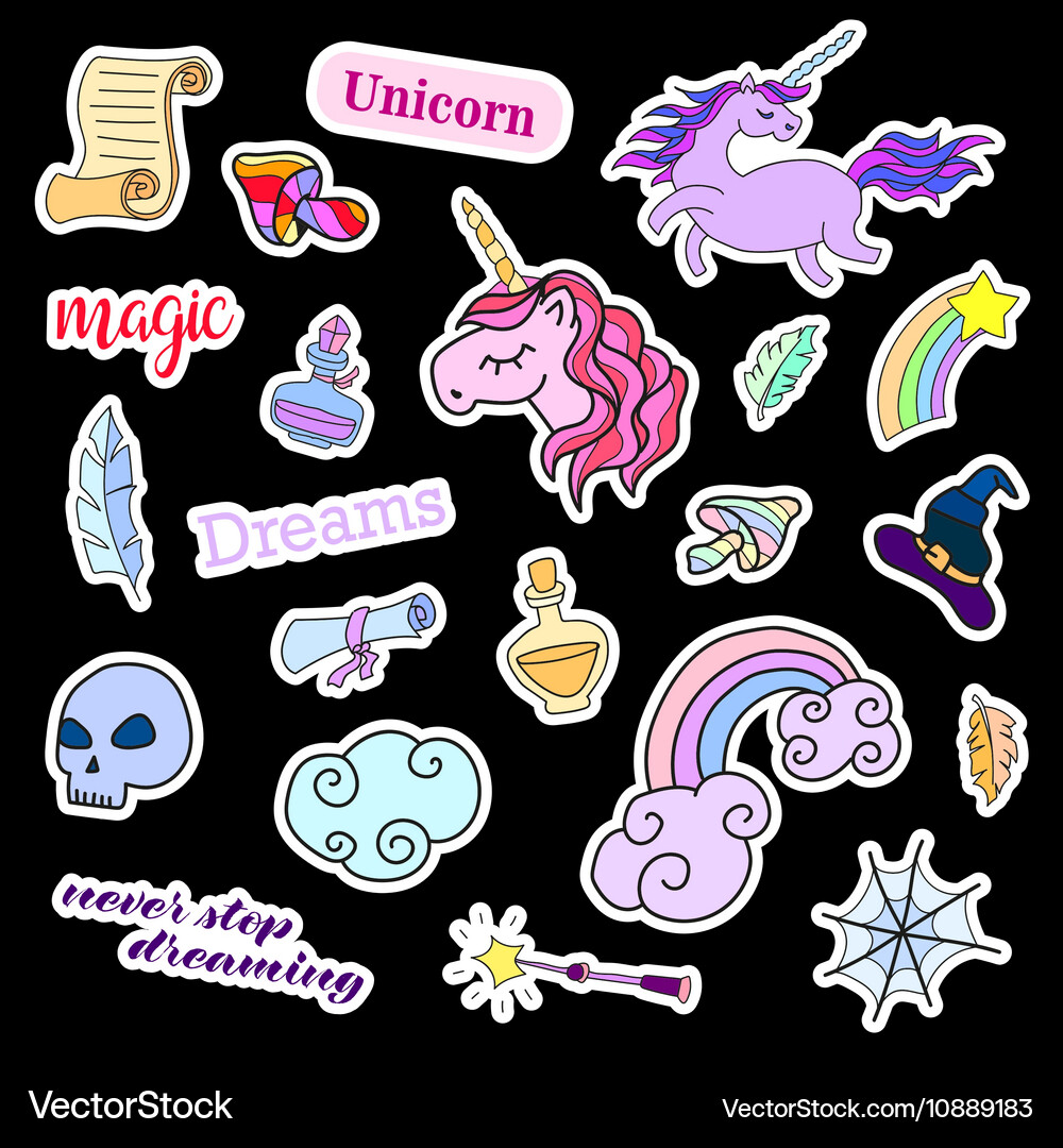 Fashion patch badges Magic set Stickers pins Vector Image