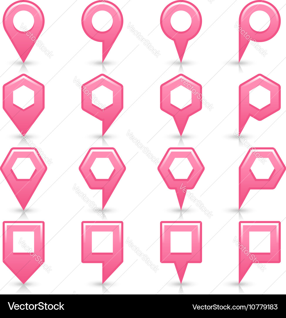 Flat pink color map pin sign location icon Vector Image