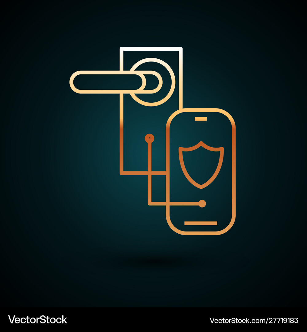 Gold line digital door lock with wireless Vector Image