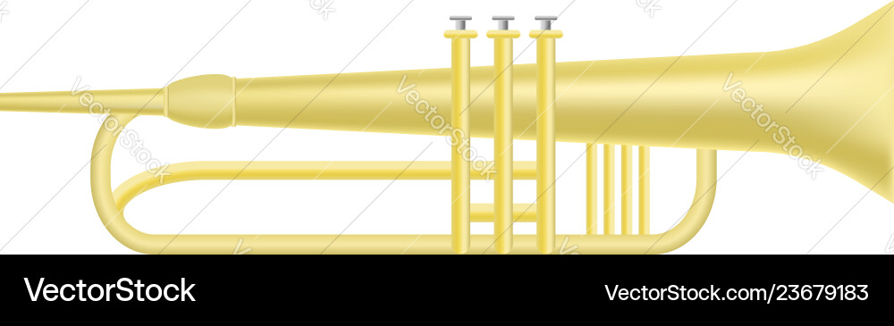Gold trumpet icon realistic style Royalty Free Vector Image