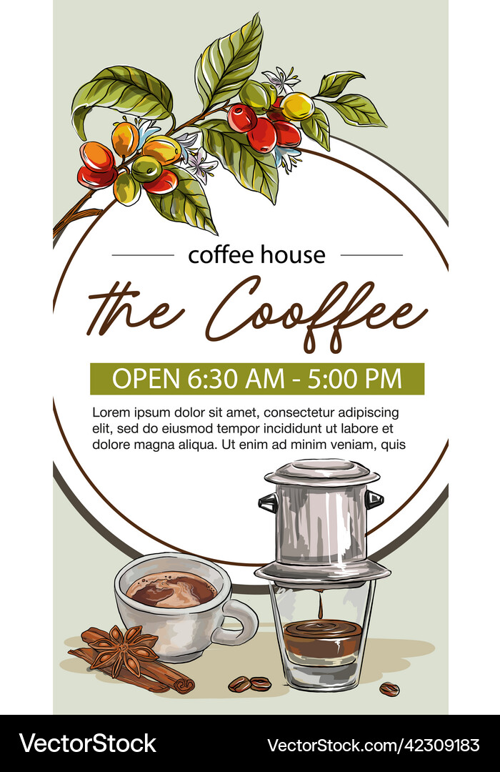 Hand drawn vietnamese coffee banner sticker Vector Image
