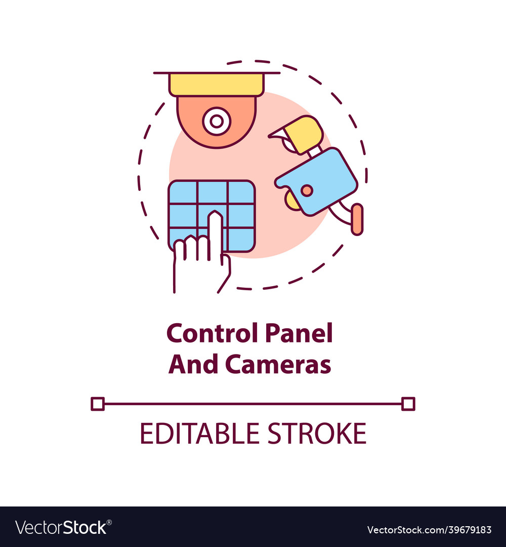Home Security Control Panel & Cameras Vector Image