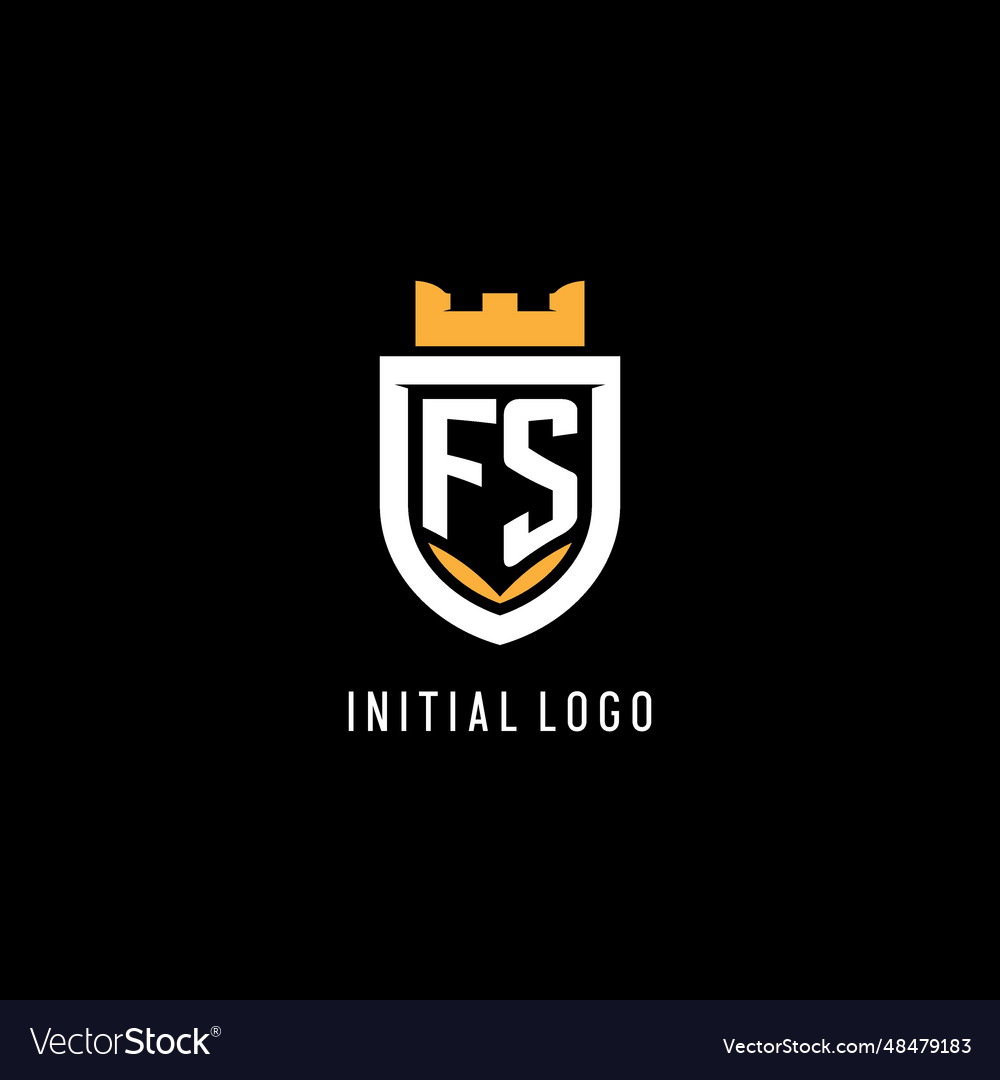 Initial fs logo with shield esport gaming Vector Image