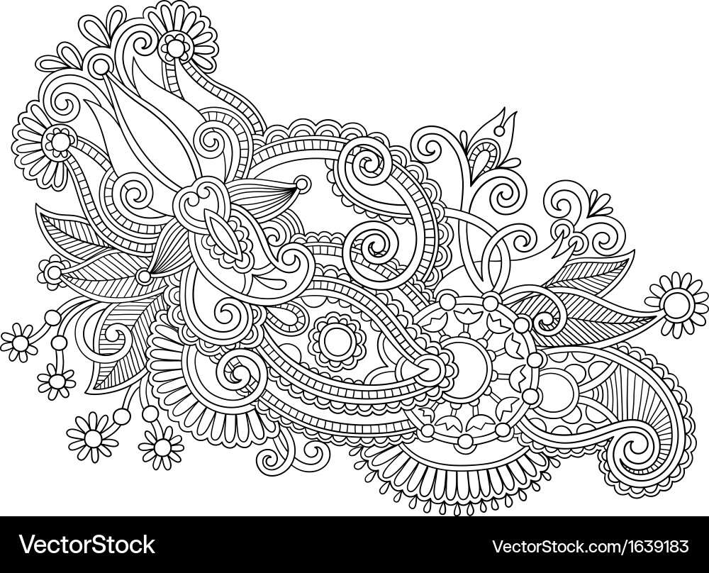Line art ornate flower design Royalty Free Vector Image