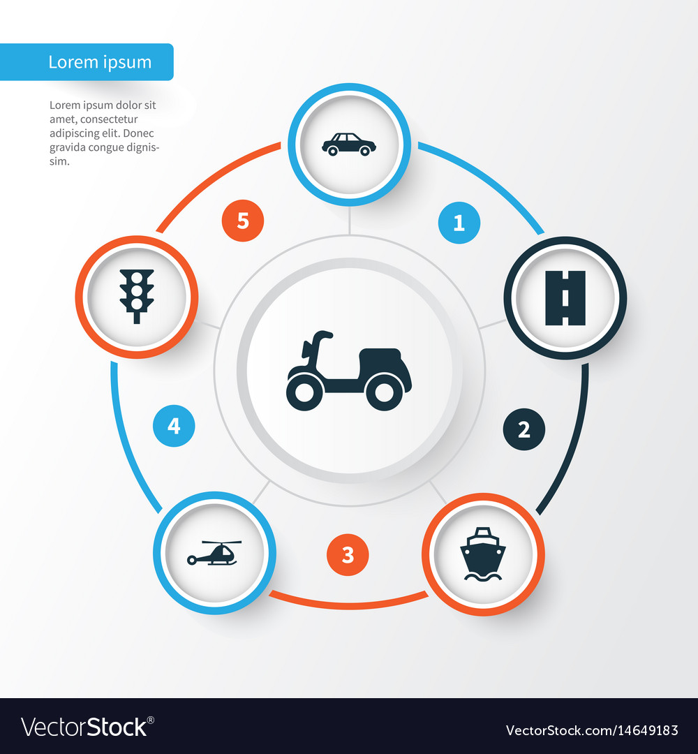 Transportation icons set collection of skooter Vector Image