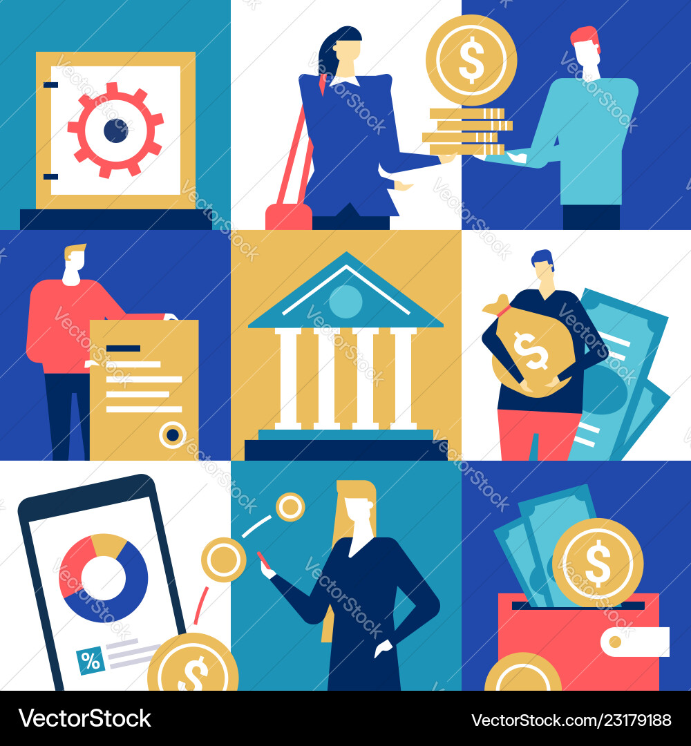 Bank operations - flat design style colorful Vector Image