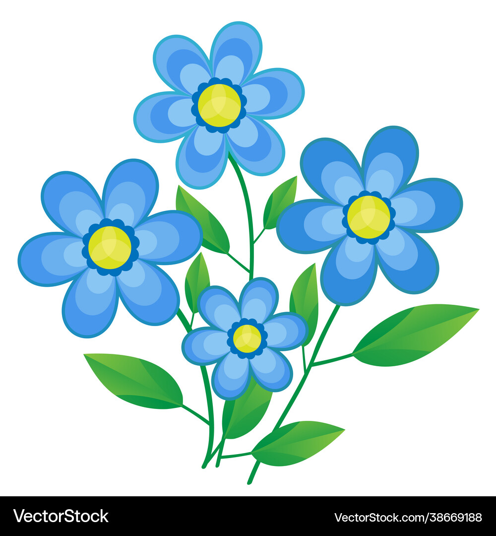Blue paper flowers arranged on white Royalty Free Vector