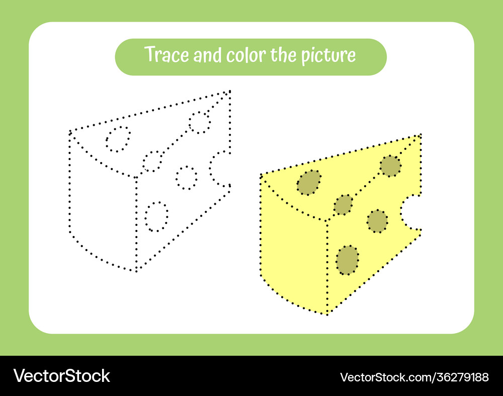 Cheese trace and color picture educational Vector Image
