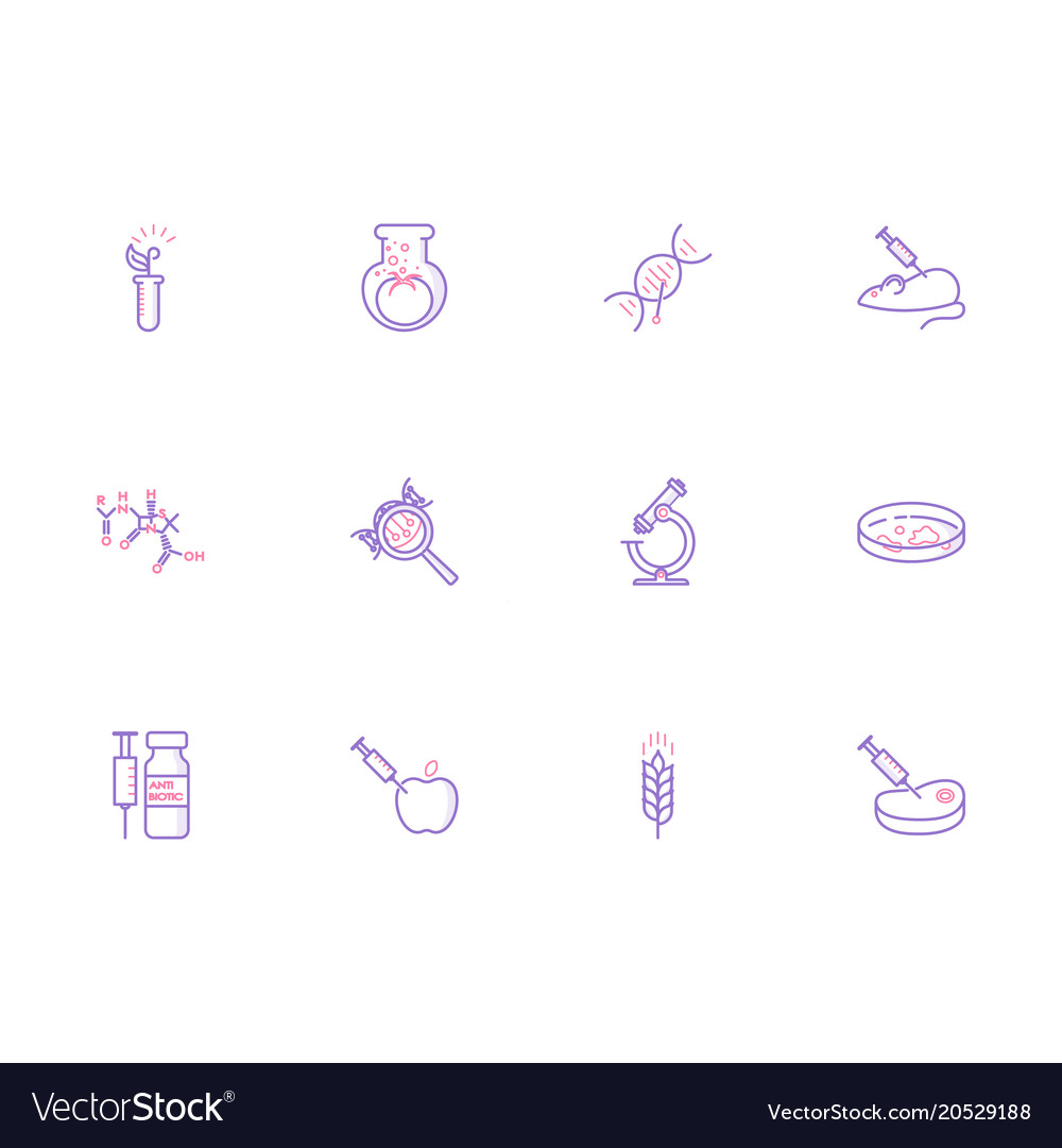 Collection genetic modification outline icons Vector Image