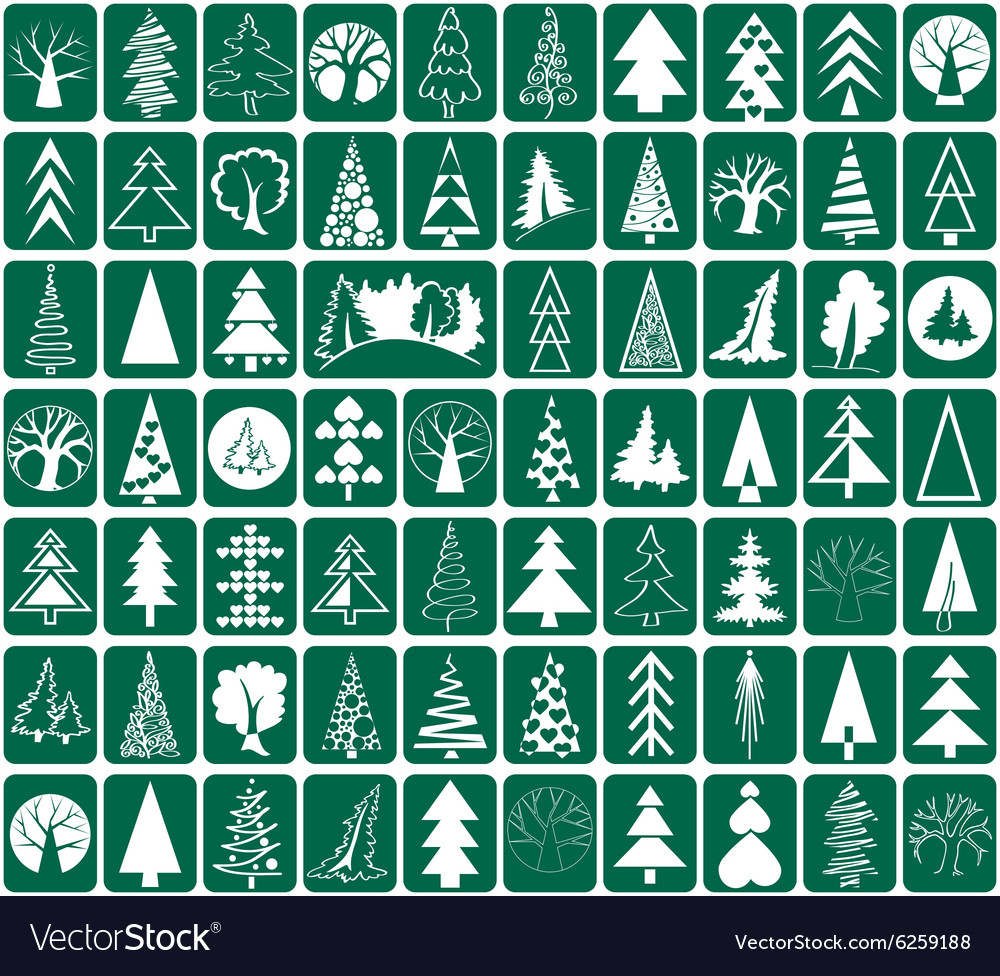 Coniferous and deciduous trees icons Royalty Free Vector