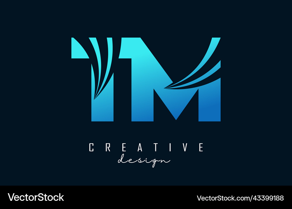 Creative blue letters tm t m logo with leading Vector Image