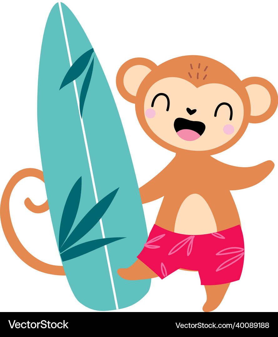 Cute african monkey animal in trunks Royalty Free Vector