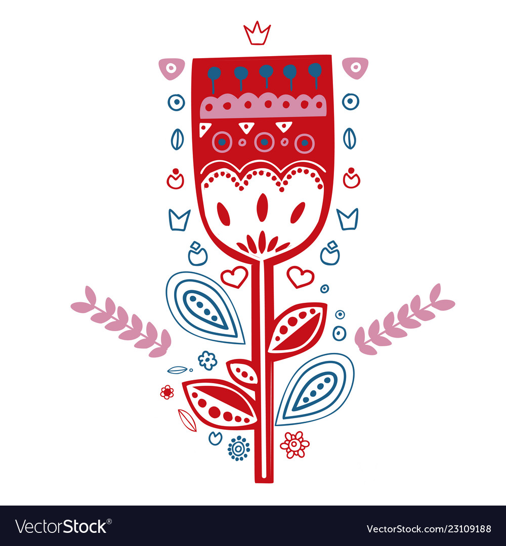Folk art ethnic style big collection Royalty Free Vector