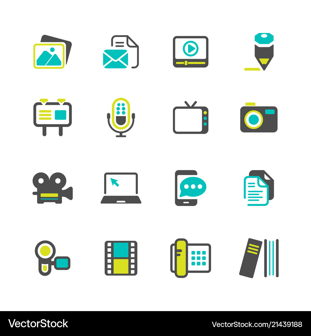 Multimedia and communication media icons Vector Image