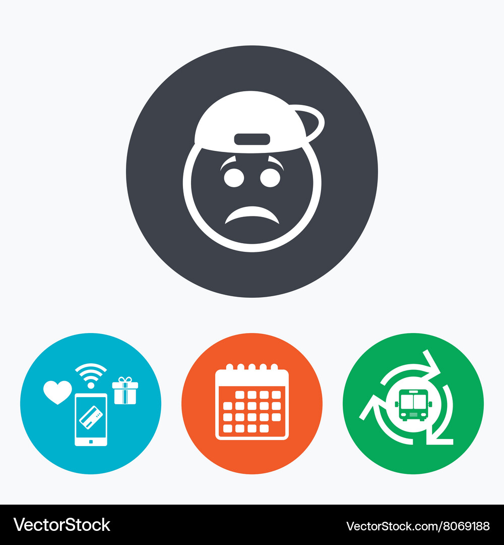 Sad rapper face sign icon sadness symbol Vector Image