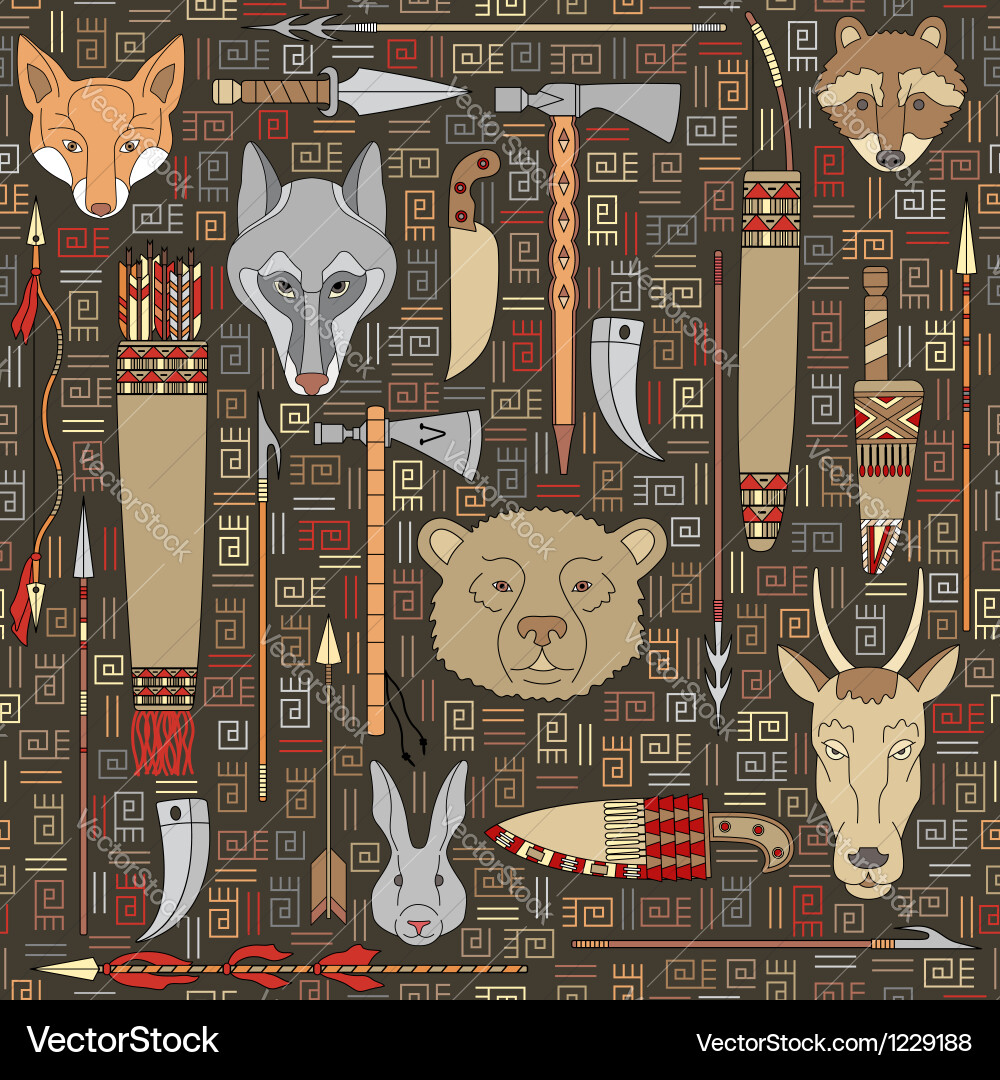 Seamless pattern of indian hunting Royalty Free Vector Image