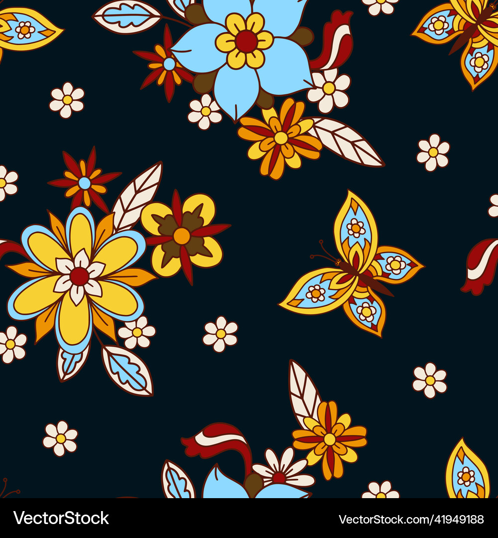 Seamless pattern with simple flowers floral print Vector Image
