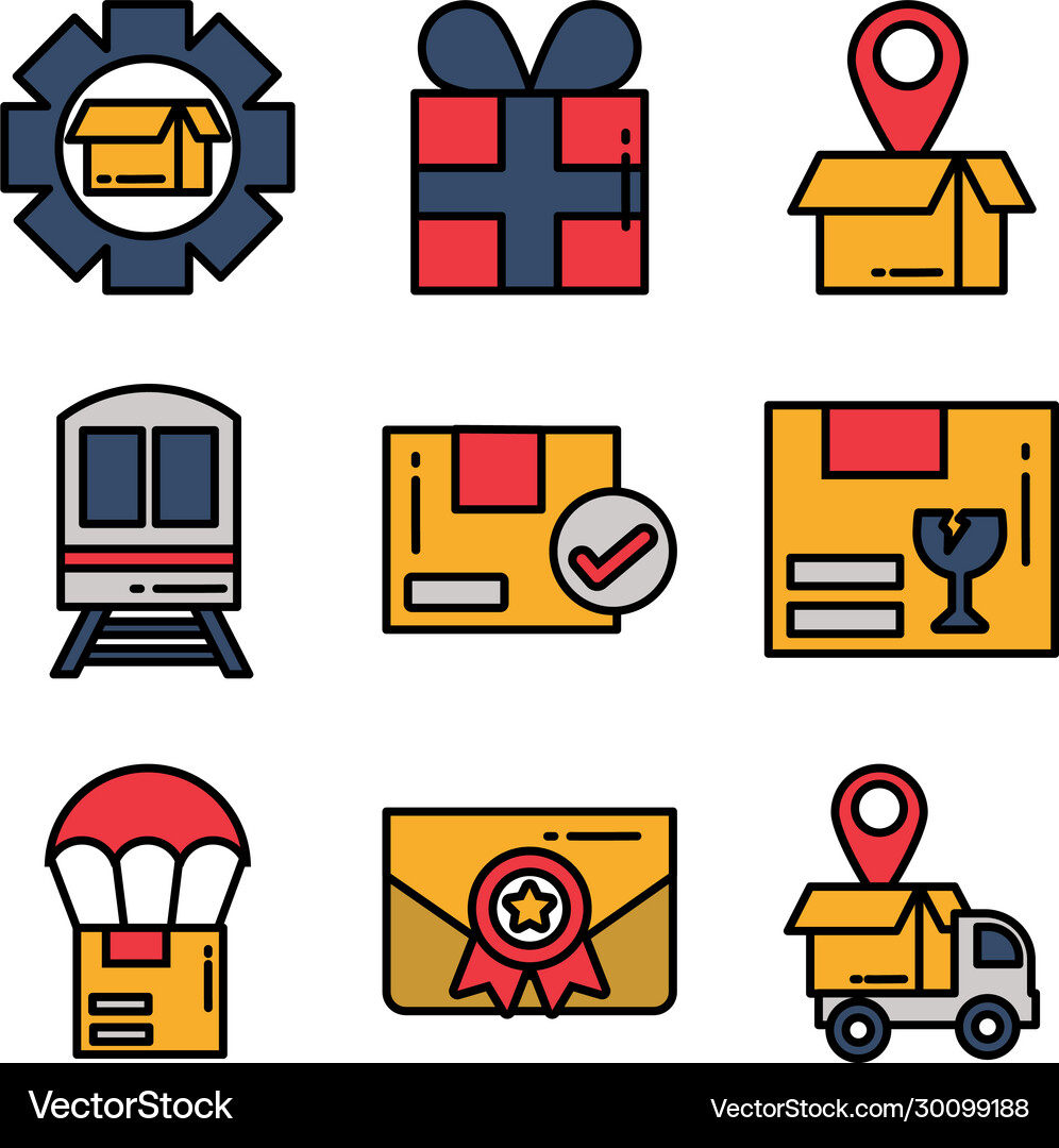 Set icons freight delivery logistics on white Vector Image