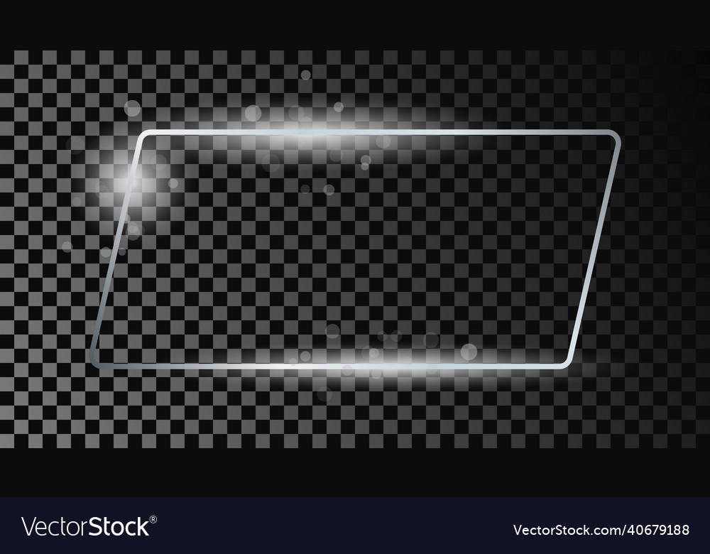 Silver glowing rectangular shape frame Royalty Free Vector