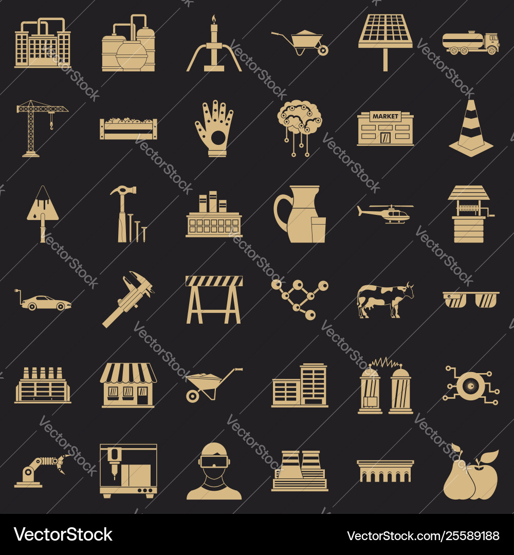 Well icons set simple style Royalty Free Vector Image
