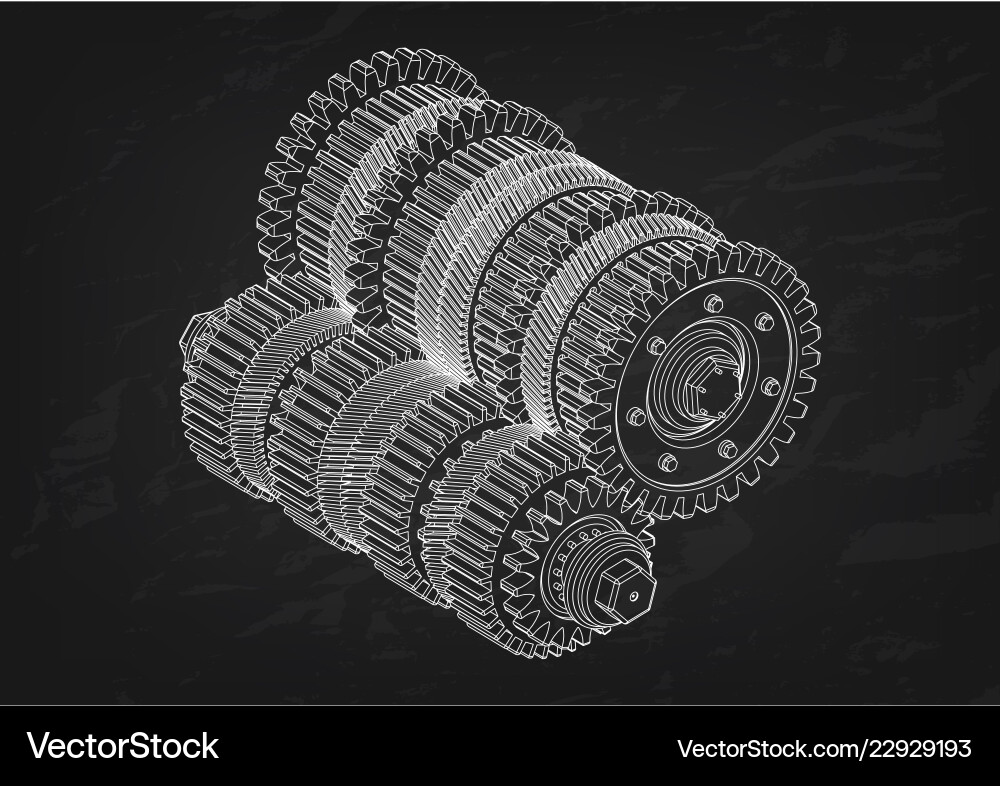 3d model of gears on a black Royalty Free Vector Image