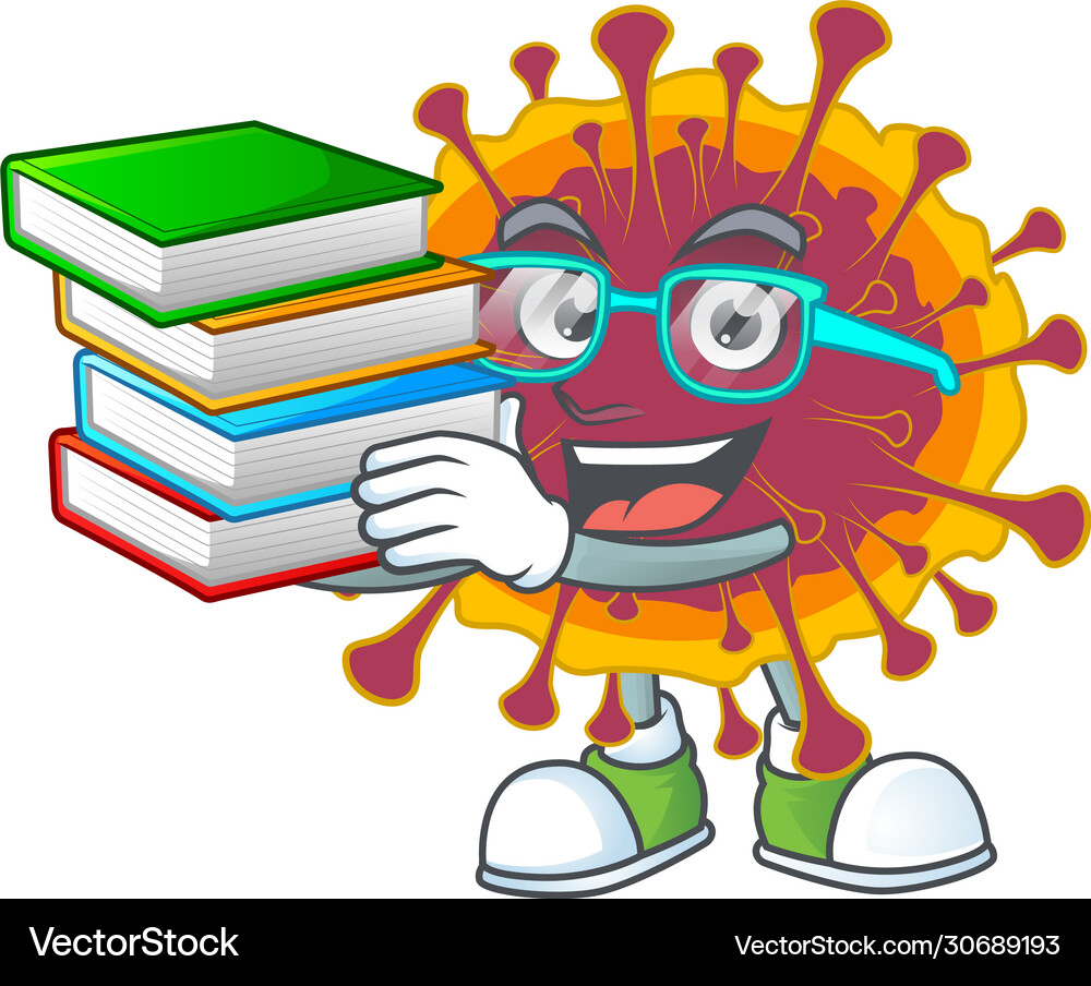 A hard student in spreading coronavirus with book Vector Image