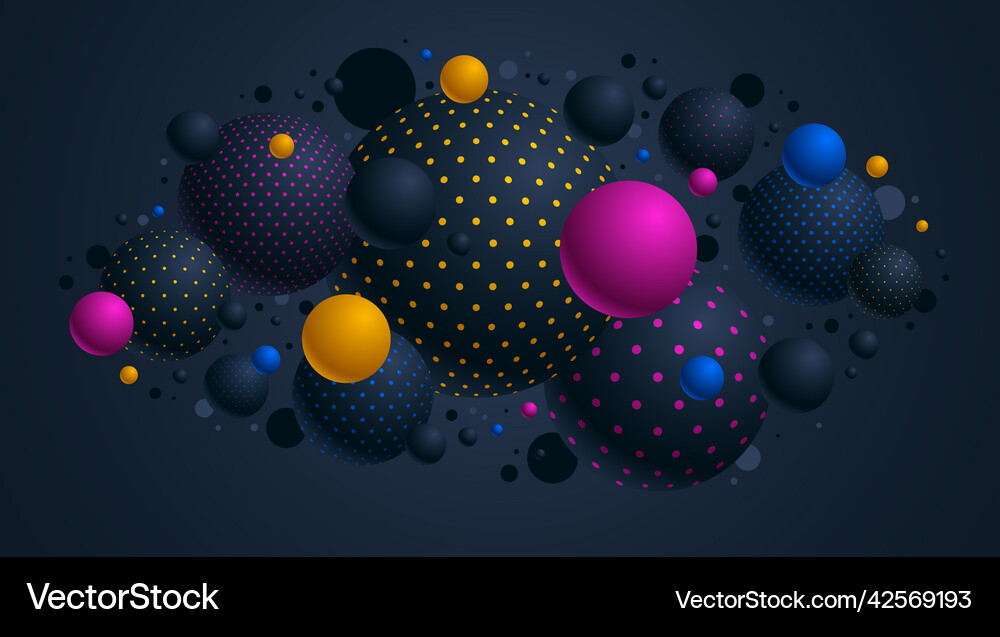 Abstract black and color dotted spheres Royalty Free Vector