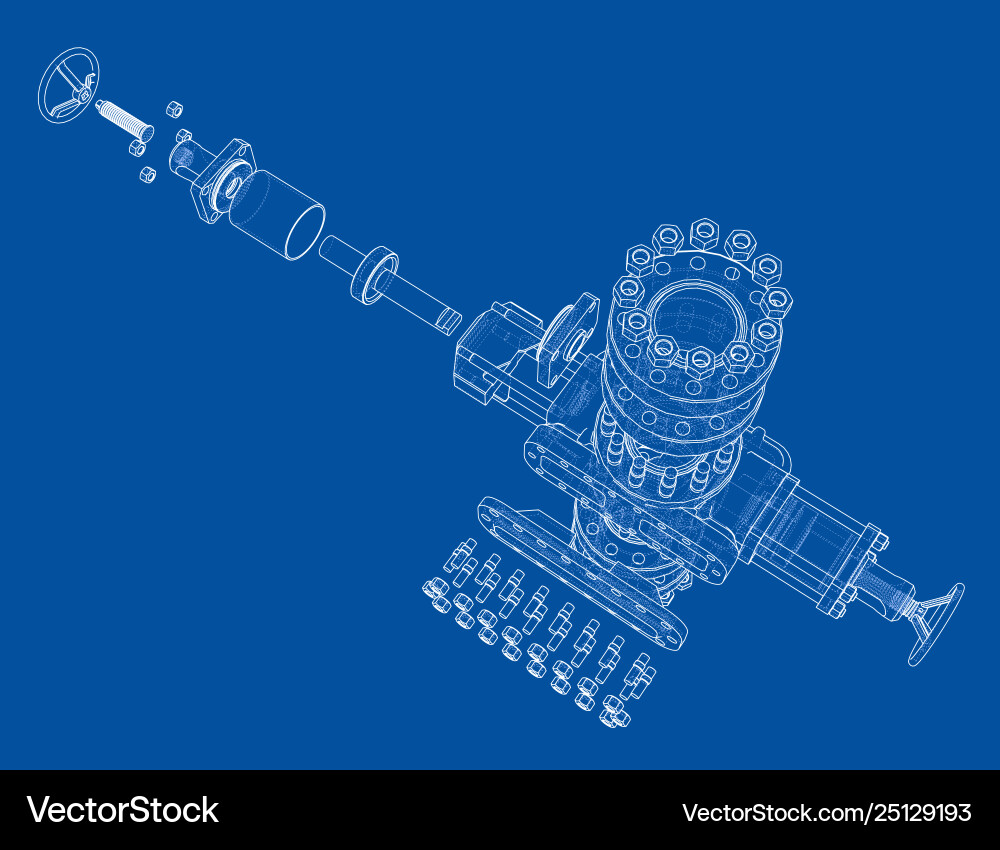 Blowout preventer rendering 3d Royalty Free Vector Image
