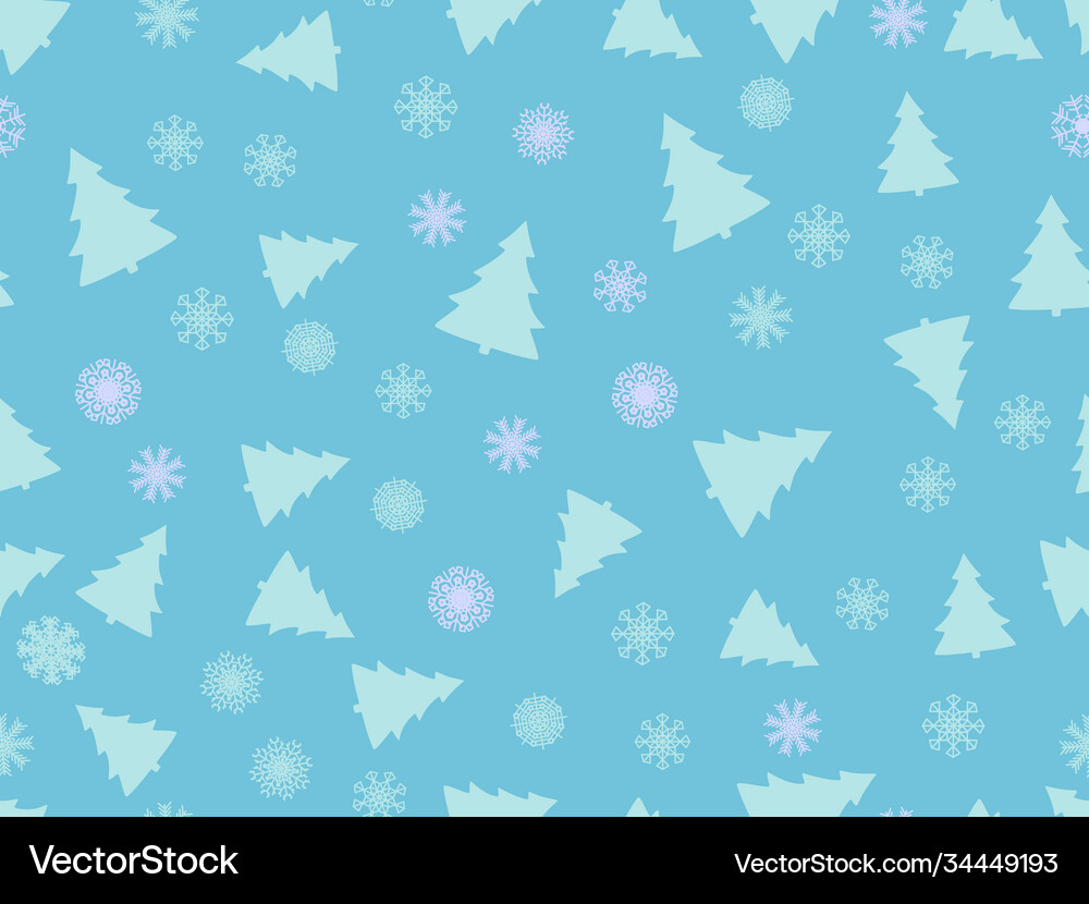 Christmas tree and snowflakes seamless pattern Vector Image