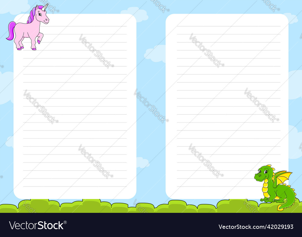 Colored sheet template for notes paper page Vector Image