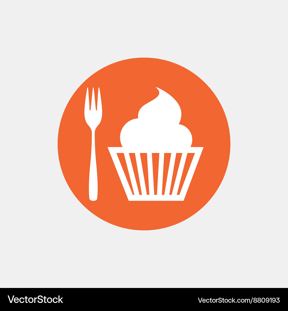 Eat sign icon dessert fork with muffin Royalty Free Vector
