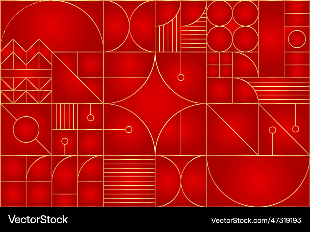 Gold red luxury abstract geometry invitation card Vector Image