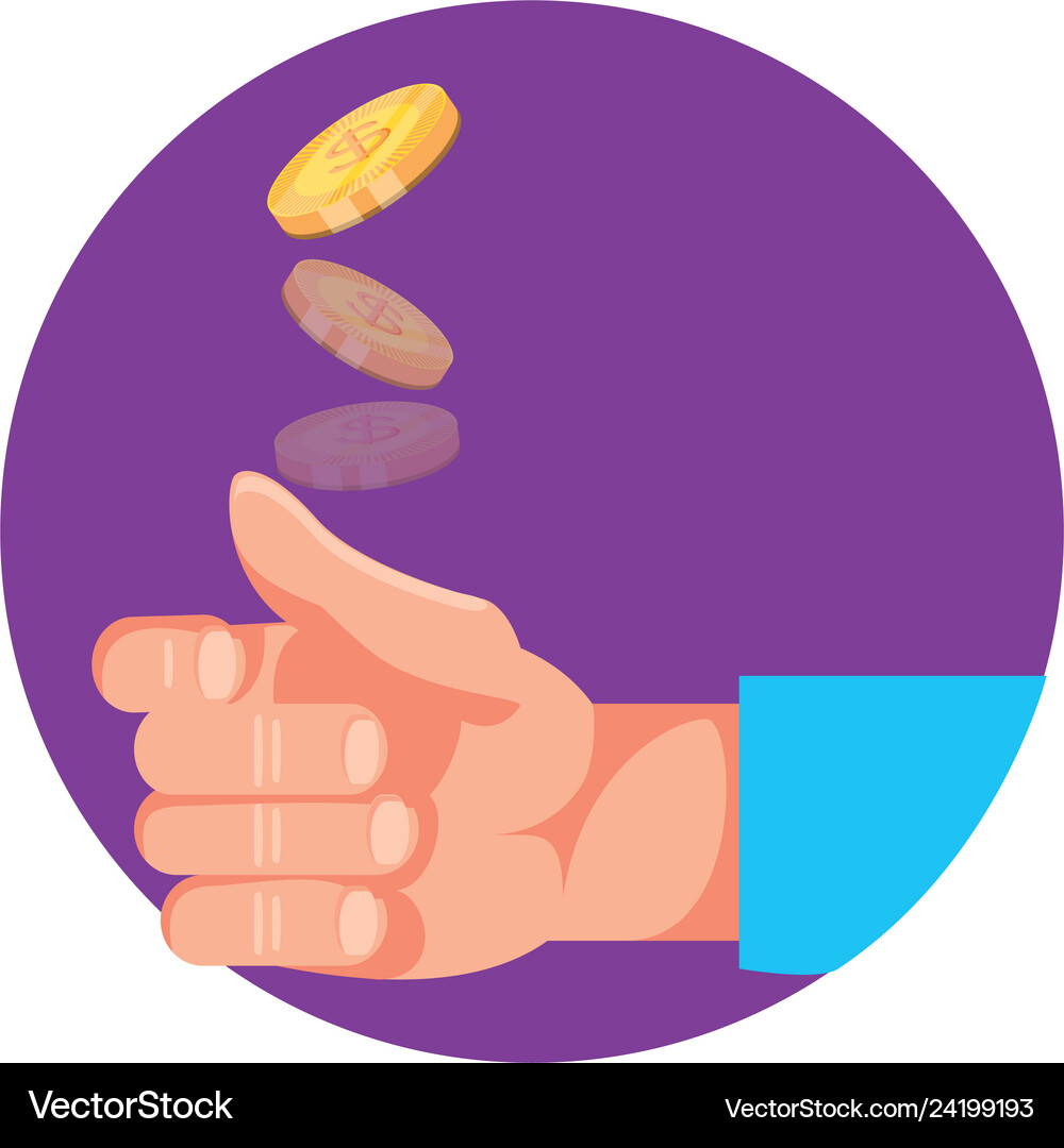 Hand with coin money isolated icon Royalty Free Vector Image