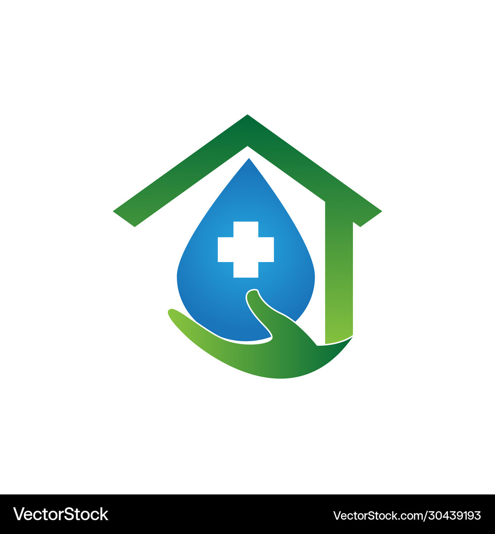 Modern and simple sanitize logo with home and hang
