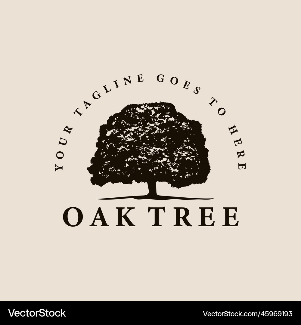 Oak tree vintage logo icon and symbol design Vector Image