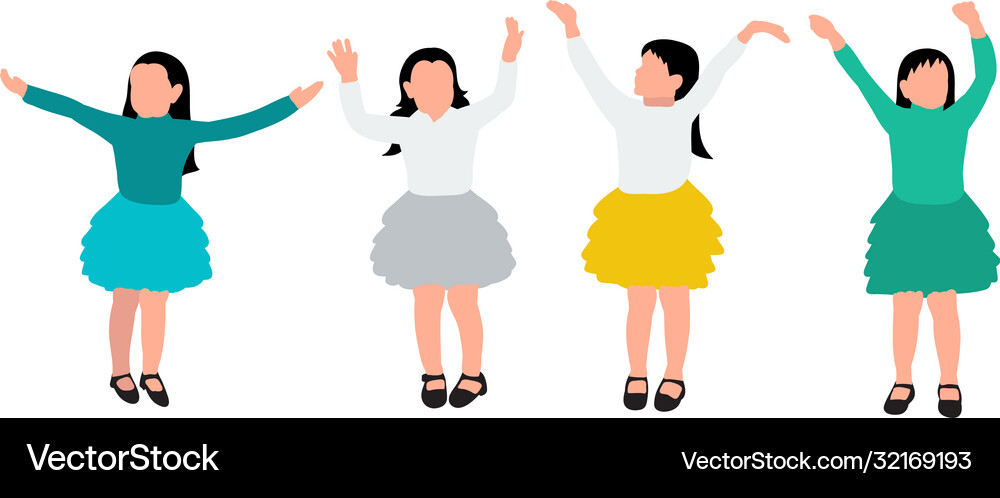 On a white background faceless children rejoice Vector Image