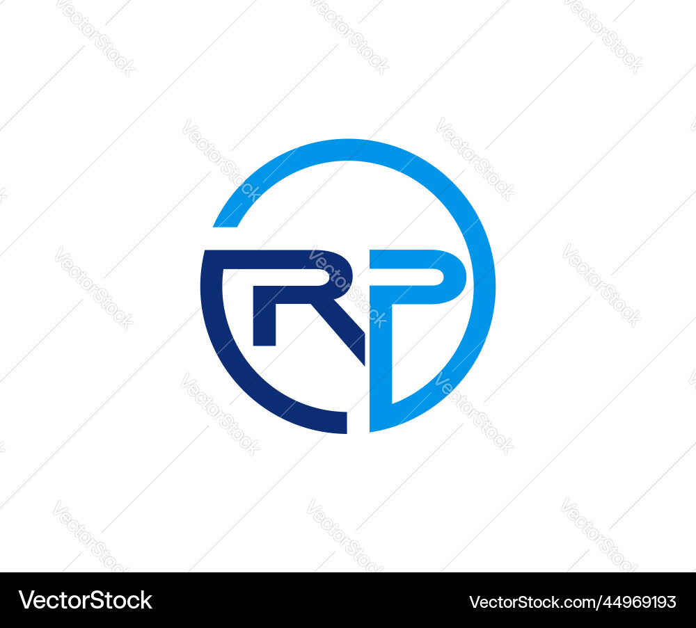 Rounded minimalist letter mark rp logo design Vector Image