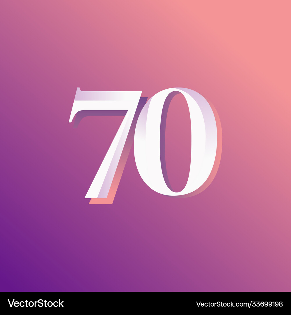 70 years anniversary rainbow number template Vector Image