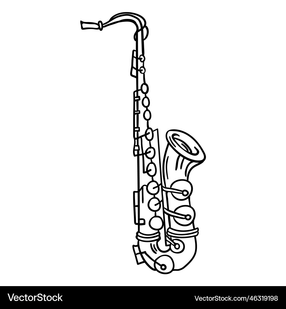 Alto saxophone instrument stroke Royalty Free Vector Image