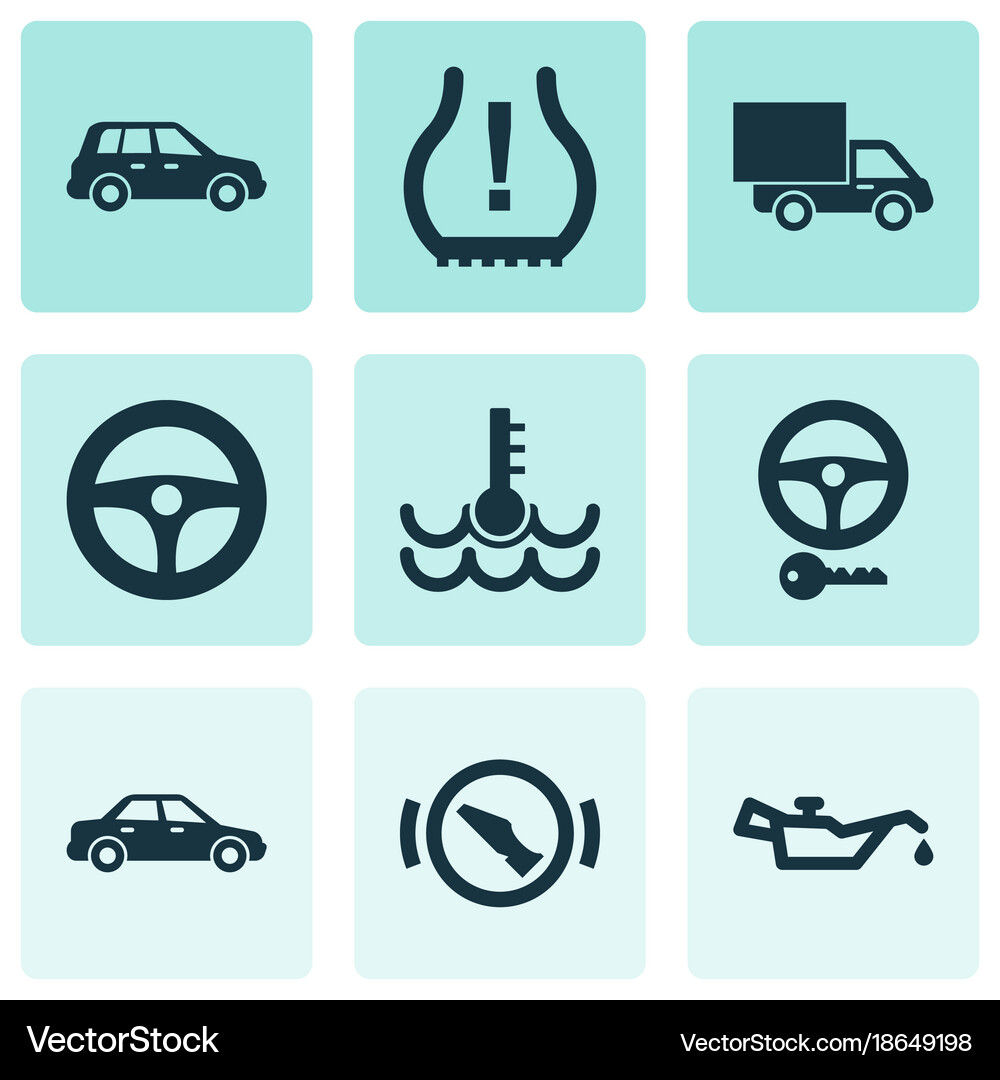 Automobile icons set with lorry Royalty Free Vector Image