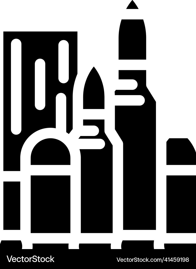 Bullet set for gun glyph icon Royalty Free Vector Image