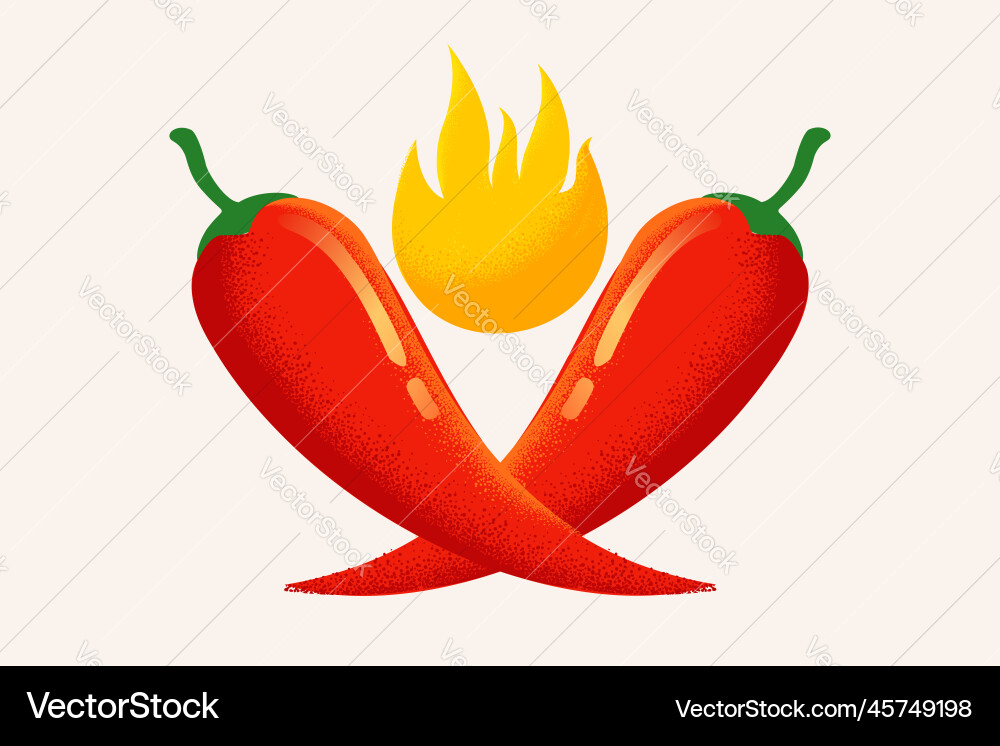 Chilli peppers in retro style vintage Royalty Free Vector