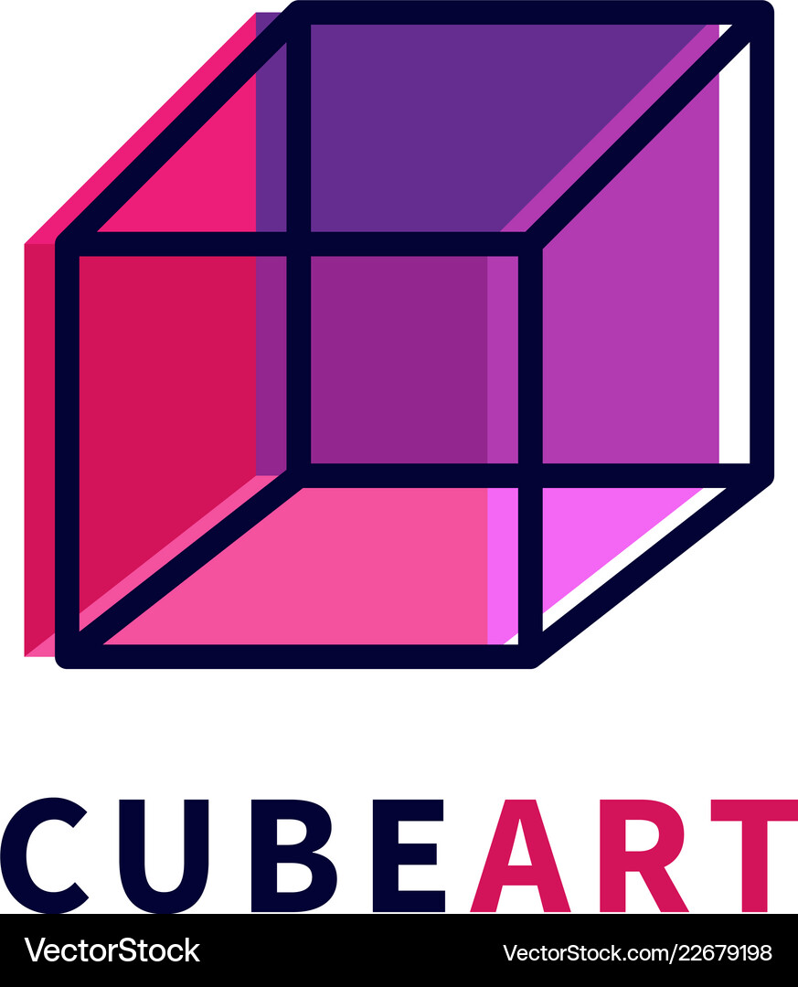 Cube art logo abstract colored 3d Royalty Free Vector Image